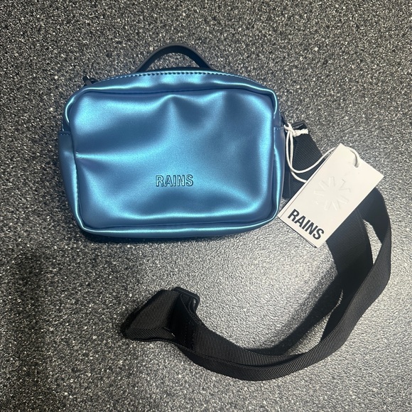 Rains | Bags | Rains Box Bag Micro In Shiny Blue | Poshmark